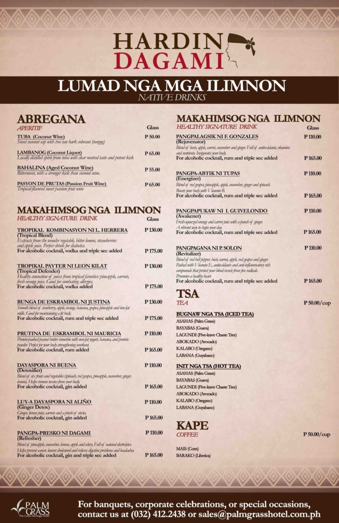 Palm Grass The Cebu Heritage Hotel - Native Drinks